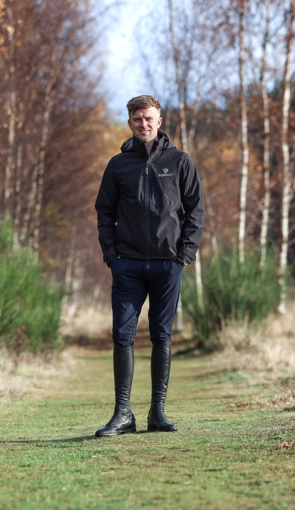 EQUIDRY Nimbus - Ladies Pack-Away Waterproof Horse Riding Coat - Navy