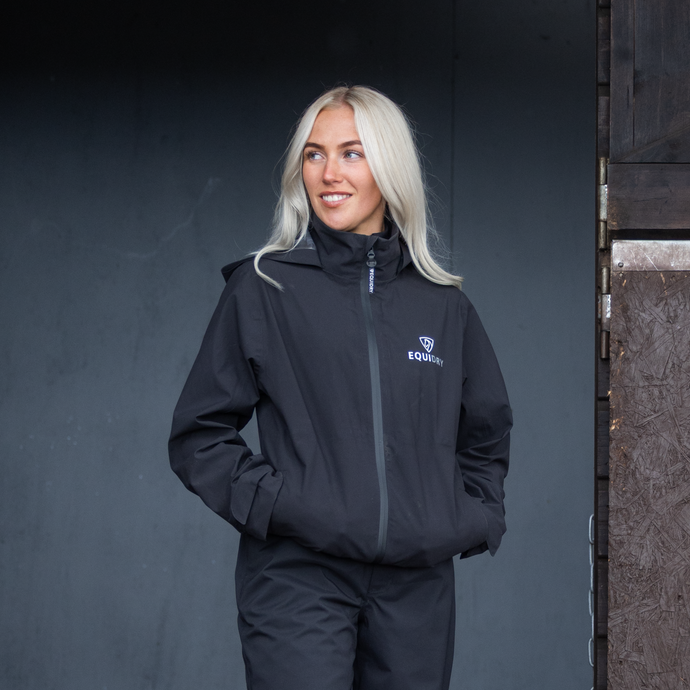 EQUIDRY Nimbus Pac-A-Mac | Women's Waterproof Riding Jacket | Black
