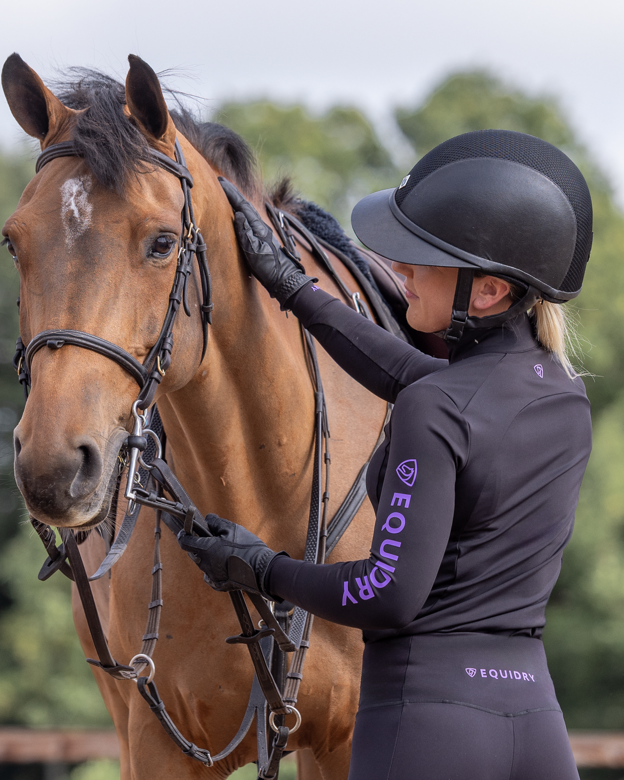 Women's Water Repellent Base Layer | Black/Lilac – EQUIDRY