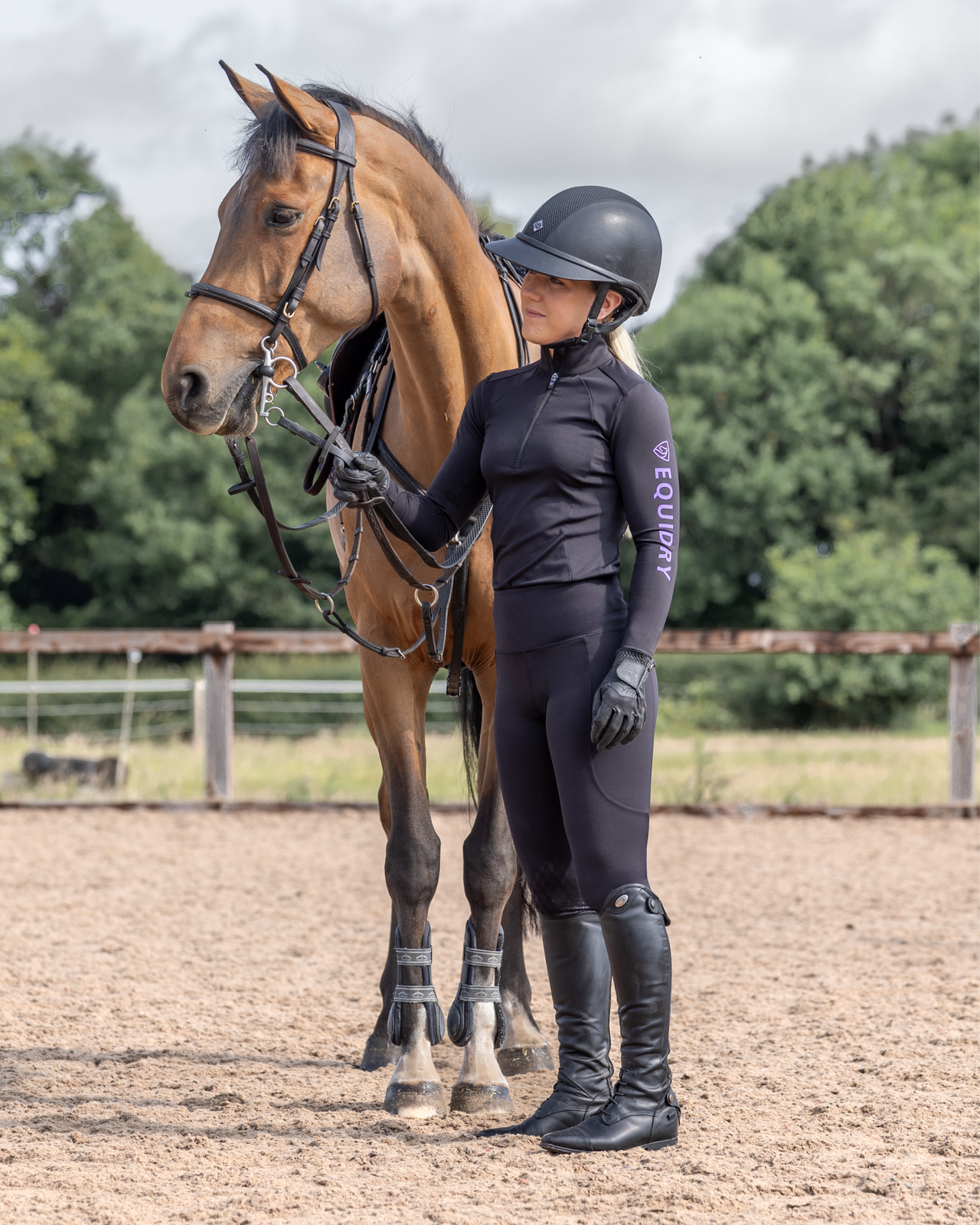 Women's Water Repellent Base Layer | Black/Lilac – EQUIDRY