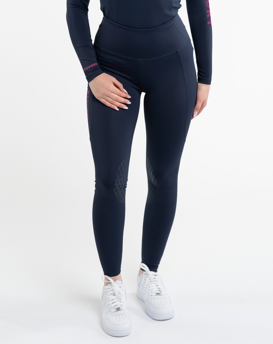 Water Repellent Leggings | Women's Navy/Raspberry – EQUIDRY