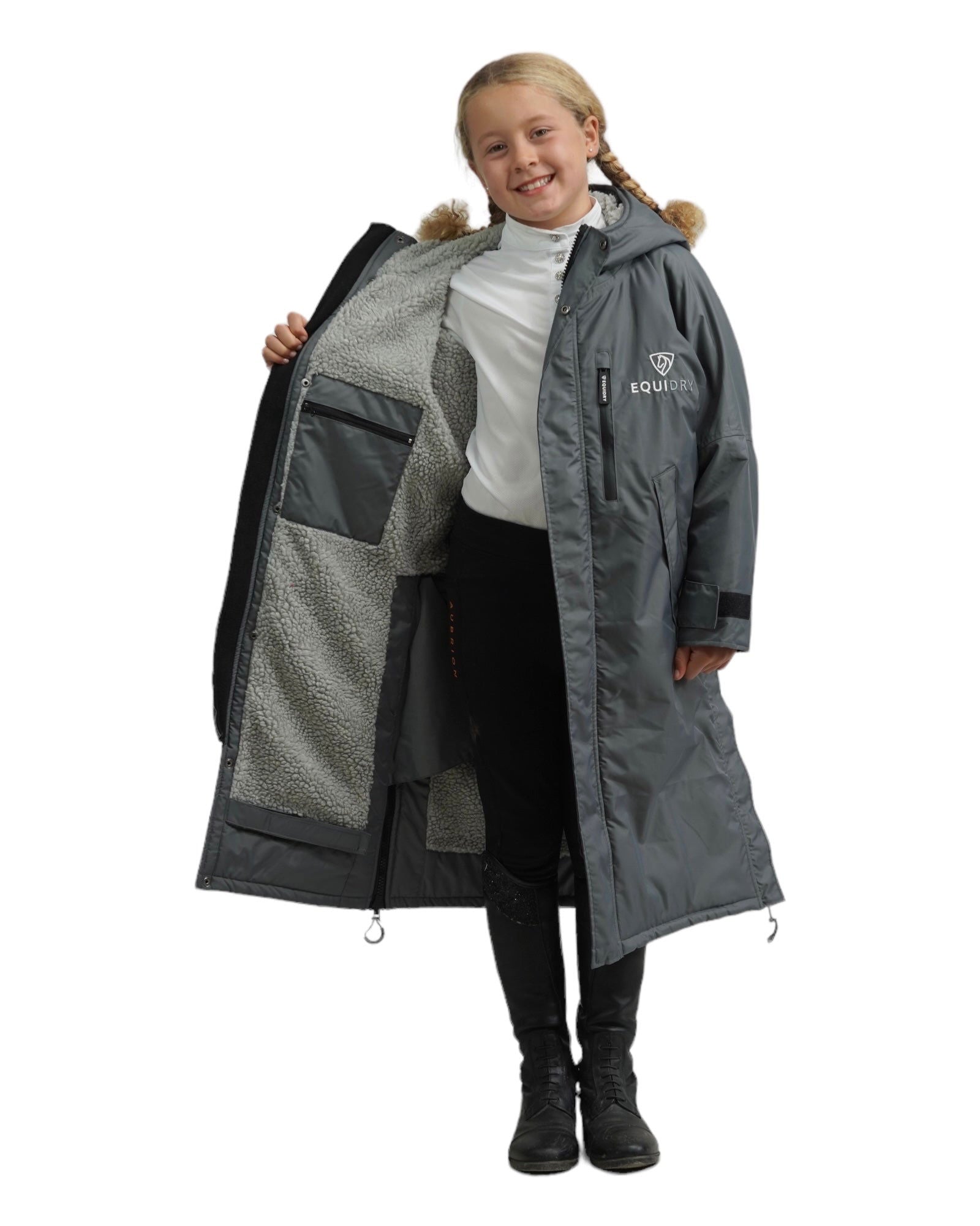 EQUIDRY Evolution | Child's Warm Waterproof Horse Riding Coat | Grey