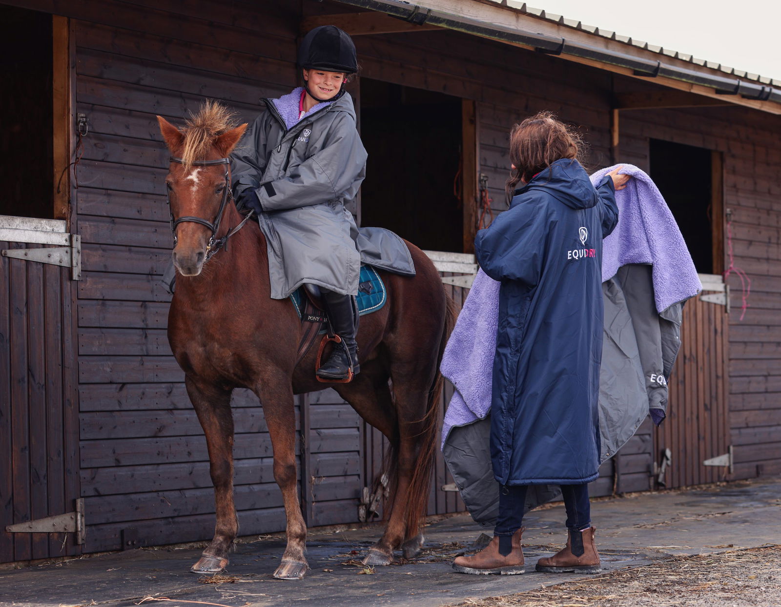 EQUIDRY Evolution | Child's Waterproof Horse Riding Coat | Grey&Purple