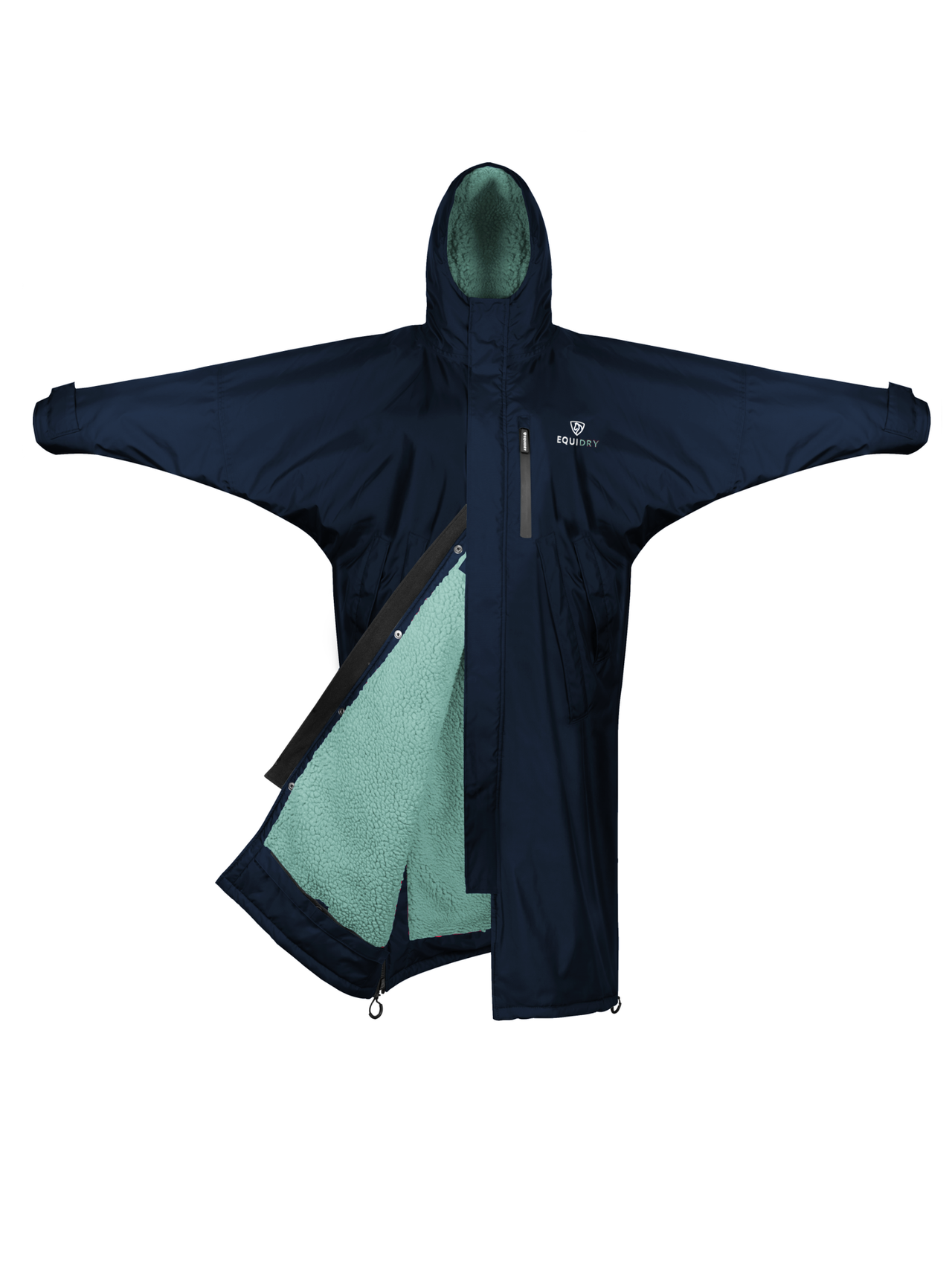 EQUIDRY | Child's Long Waterproof Horse Riding Coat | Navy & Jade