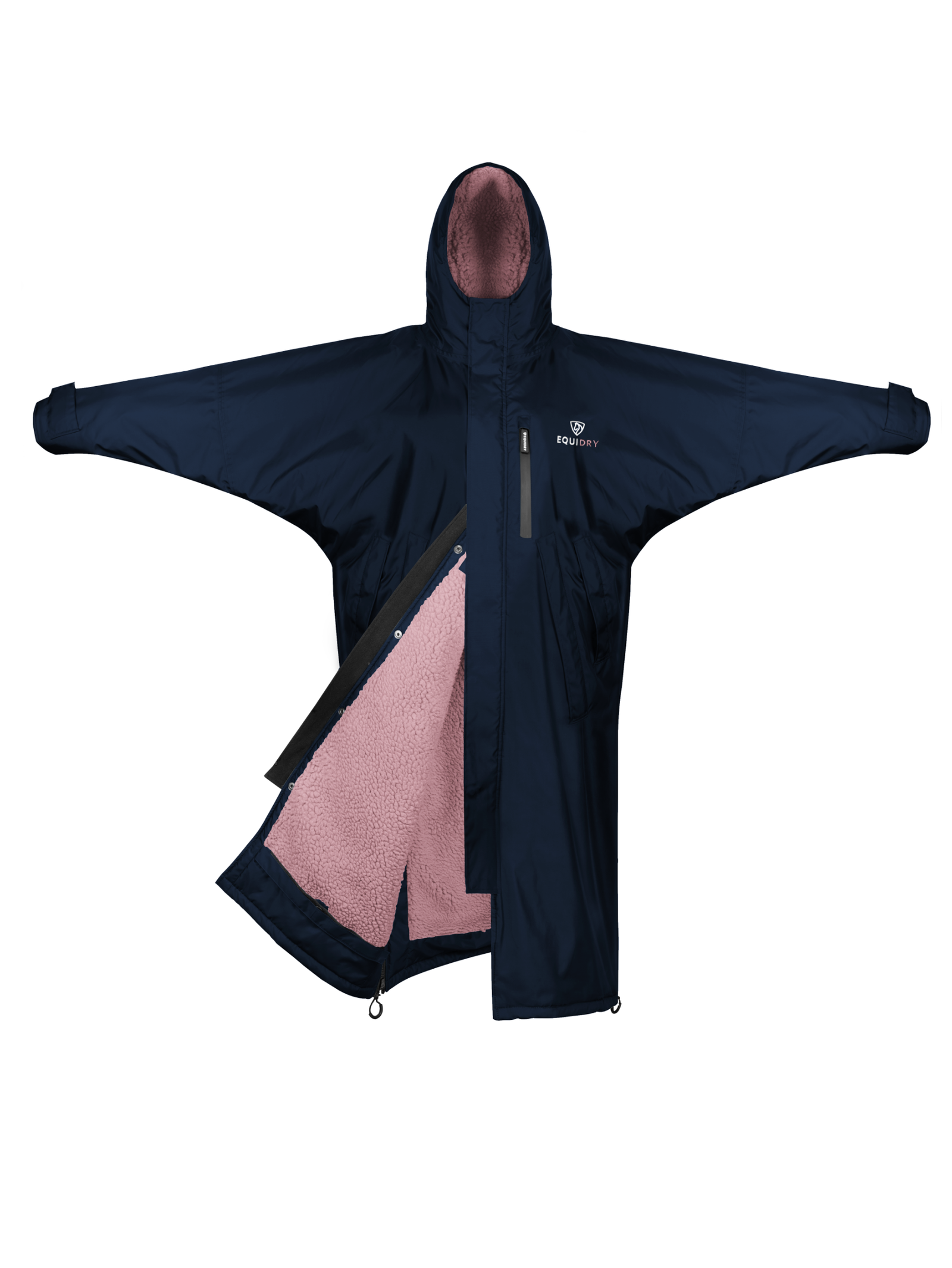 EQUIDRY | Child's Long Waterproof Horse Riding Coat | Navy & Pink