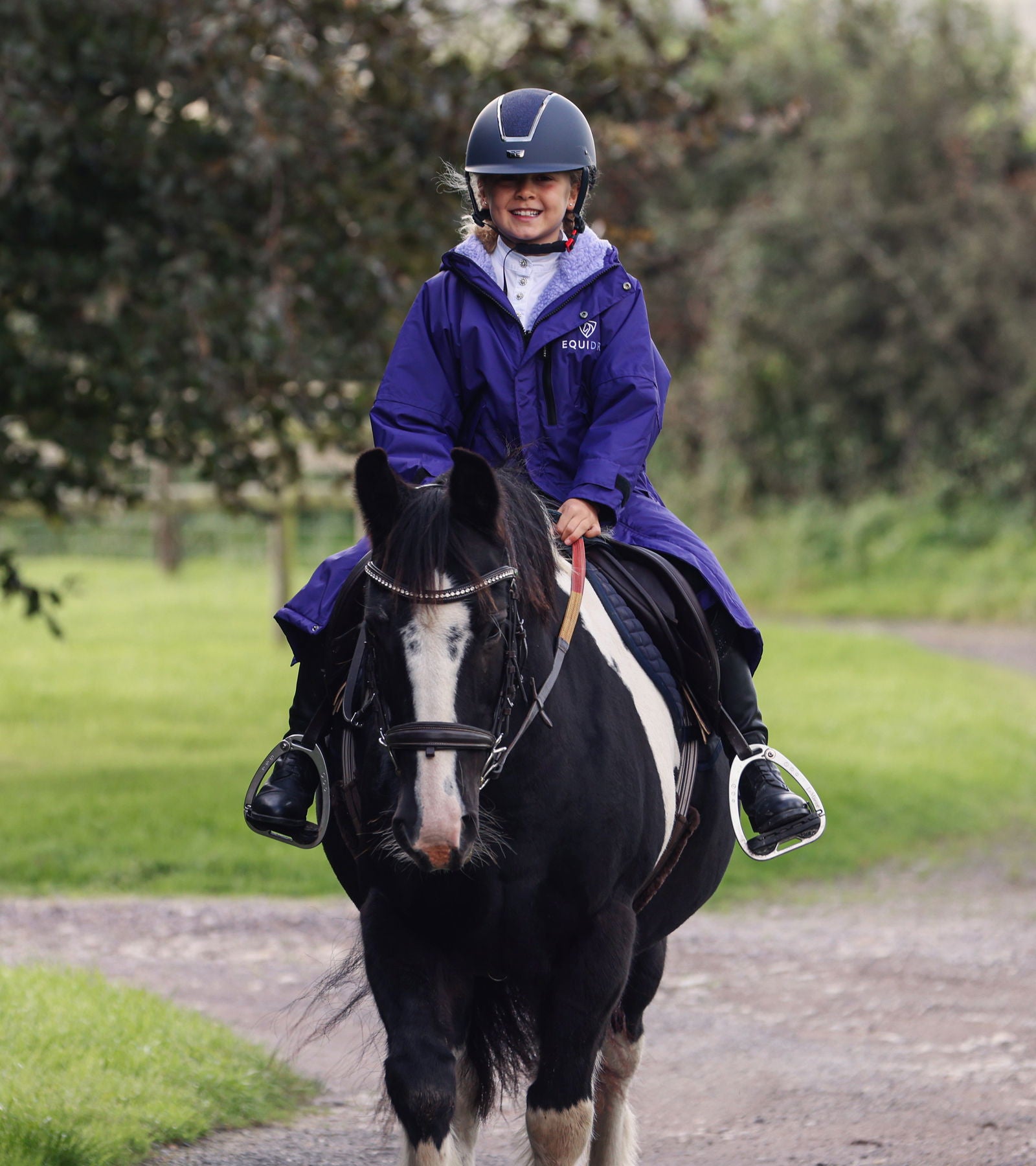EQUIDRY | Children's Long Warm Waterproof Horse Riding Coat | Purple