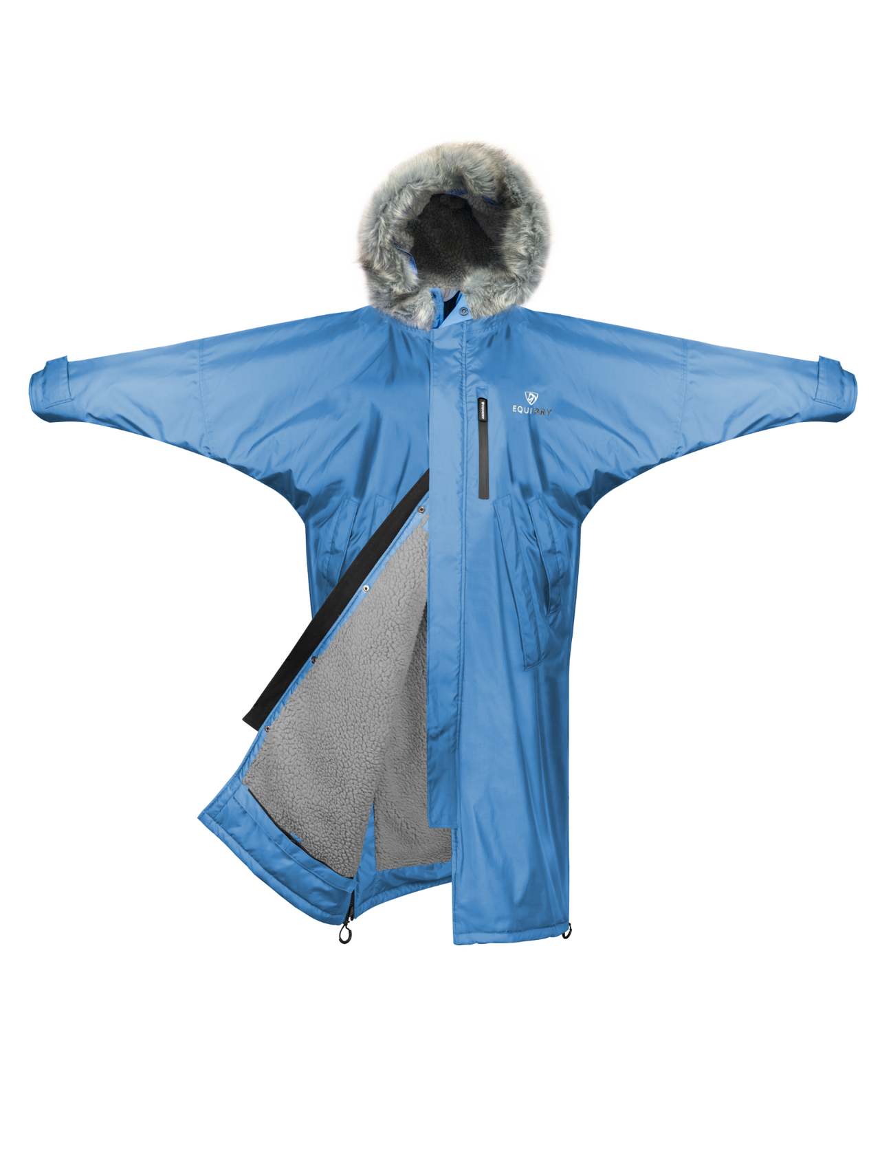 EQUIDRY Evolution – Sky Blue Waterproof Winter Horse Riding Coat