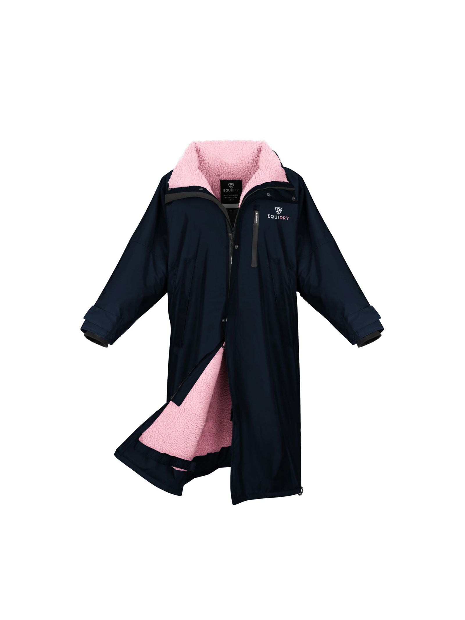 EQUIDRY | Child's Long Waterproof Horse Riding Coat | Navy & Pink