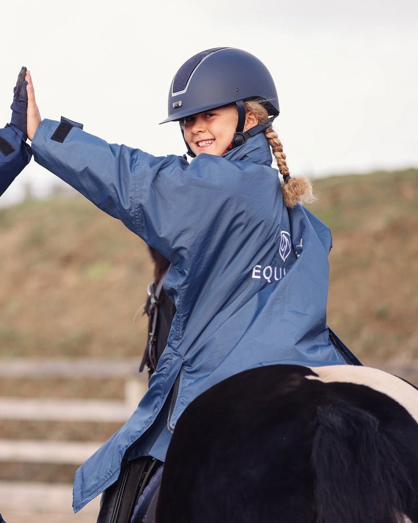 Best Selling | EQUIDRY | Child's Waterproof Riding Coat | Steel Blue