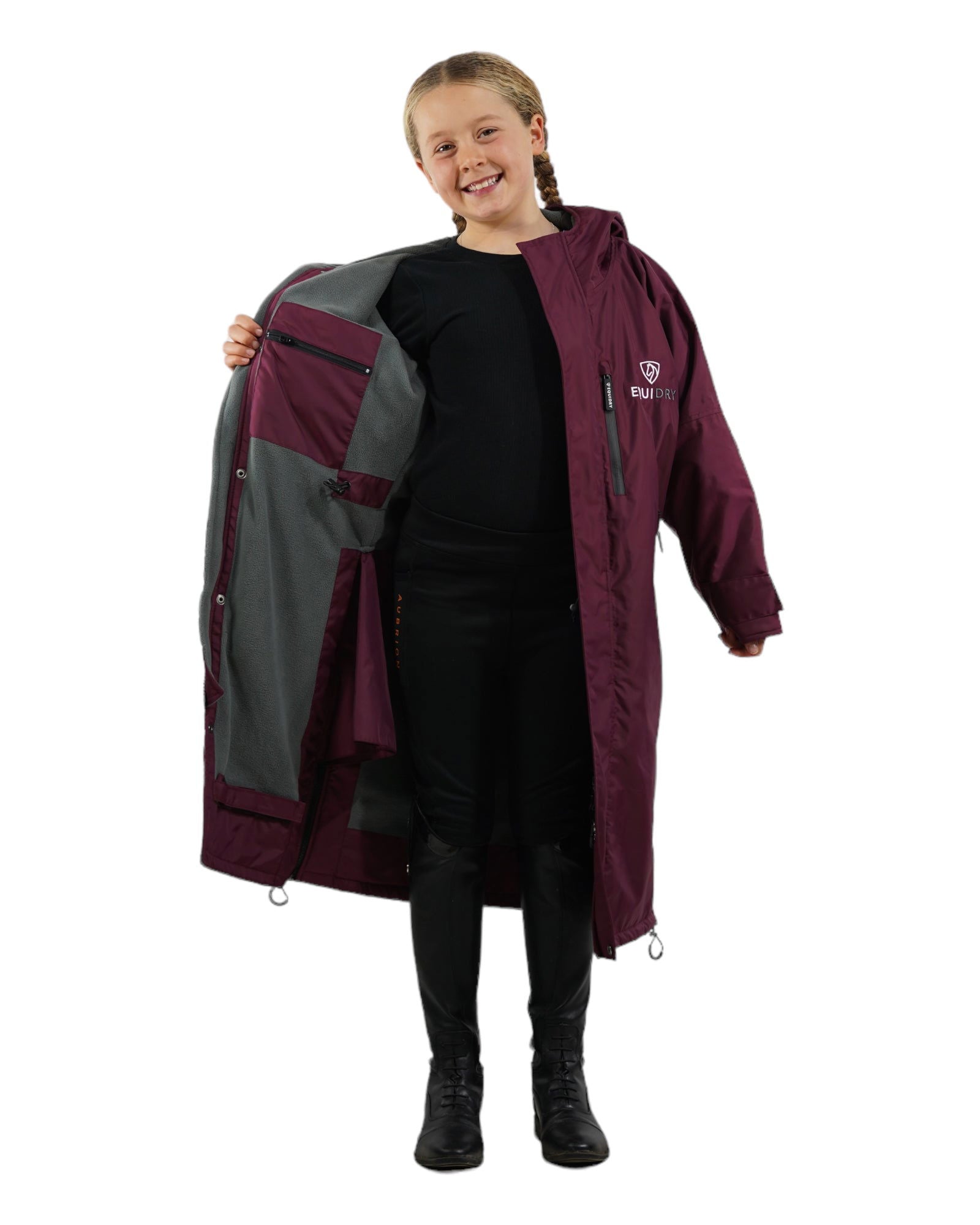EQUIDRY Equestrian | Girl's Waterproof Horse Riding Coat| Plum