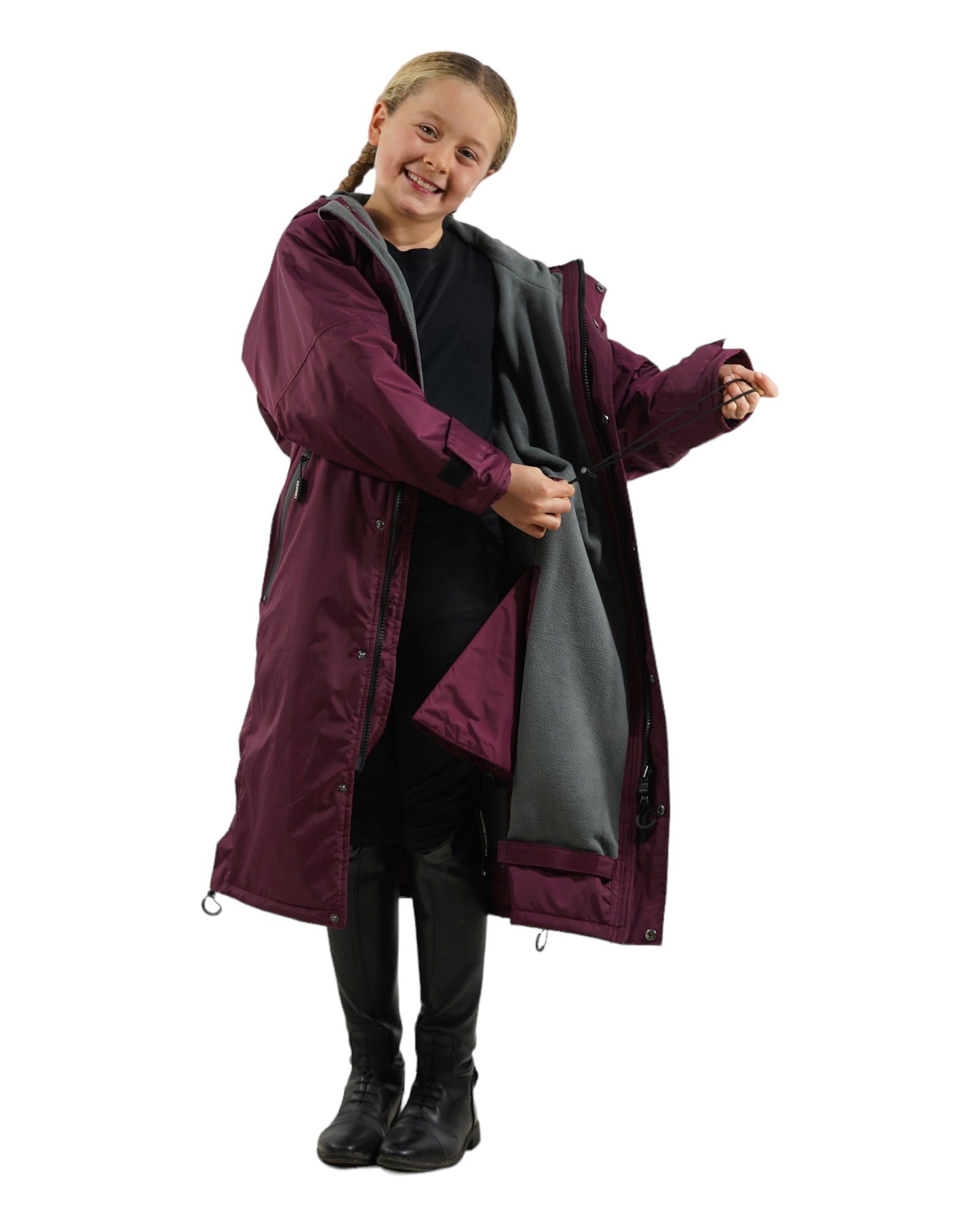 EQUIDRY Equestrian | Girl's Waterproof Horse Riding Coat| Plum