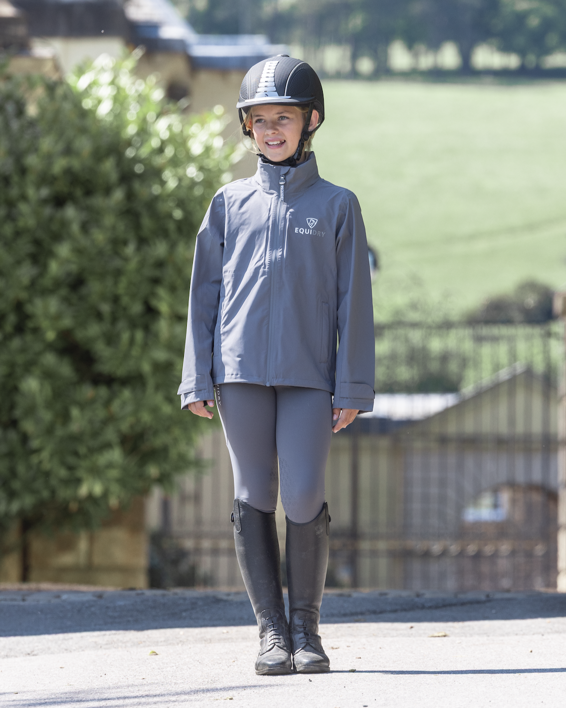 EQUIDRY Nimbus Waterproof Pac-A-Mac Kids Horse Riding Jacket | Grey