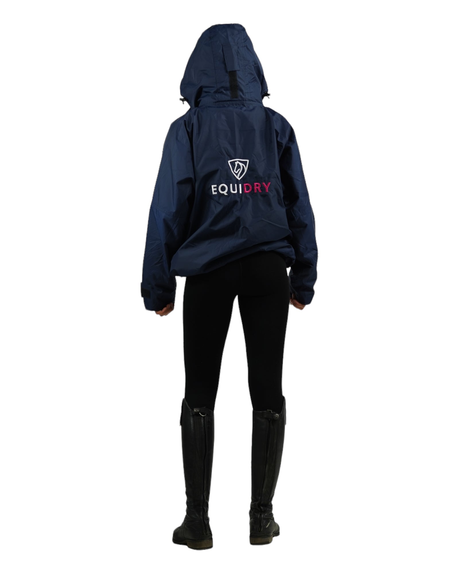 EQUIDRY | Girl's Short Waterproof Horse Riding Jacket | Navy & Pink
