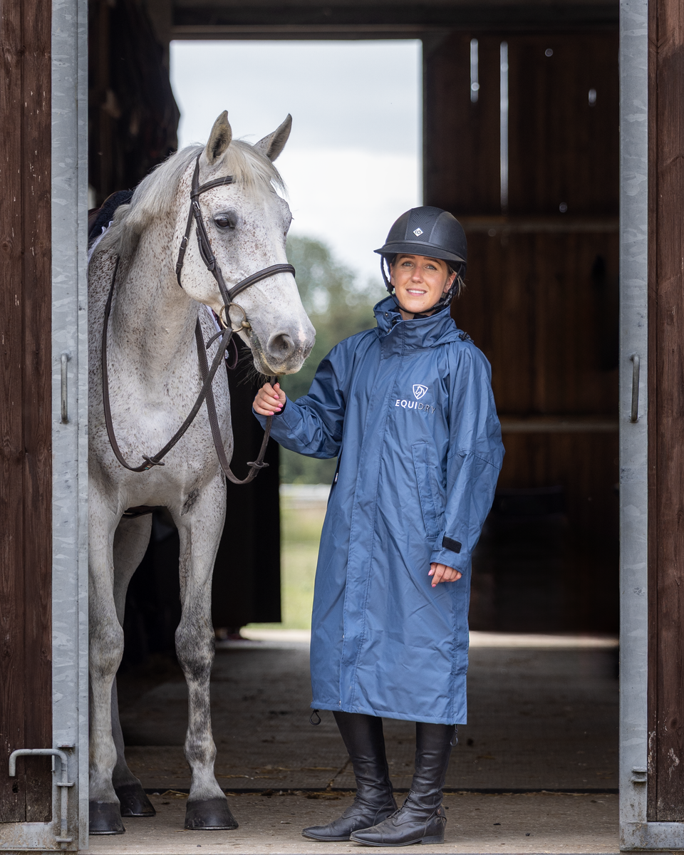 EQUI DRY | Women's Lightweight Waterproof Horse Riding Rain Coat |Blue ...