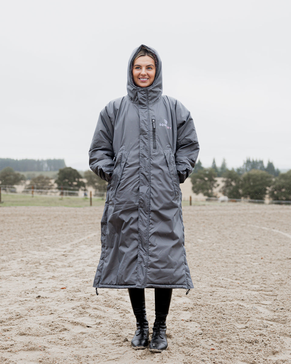 Women's Grey & Pink Waterproof EQUIDRY Riding Coat - Windproof & Warm