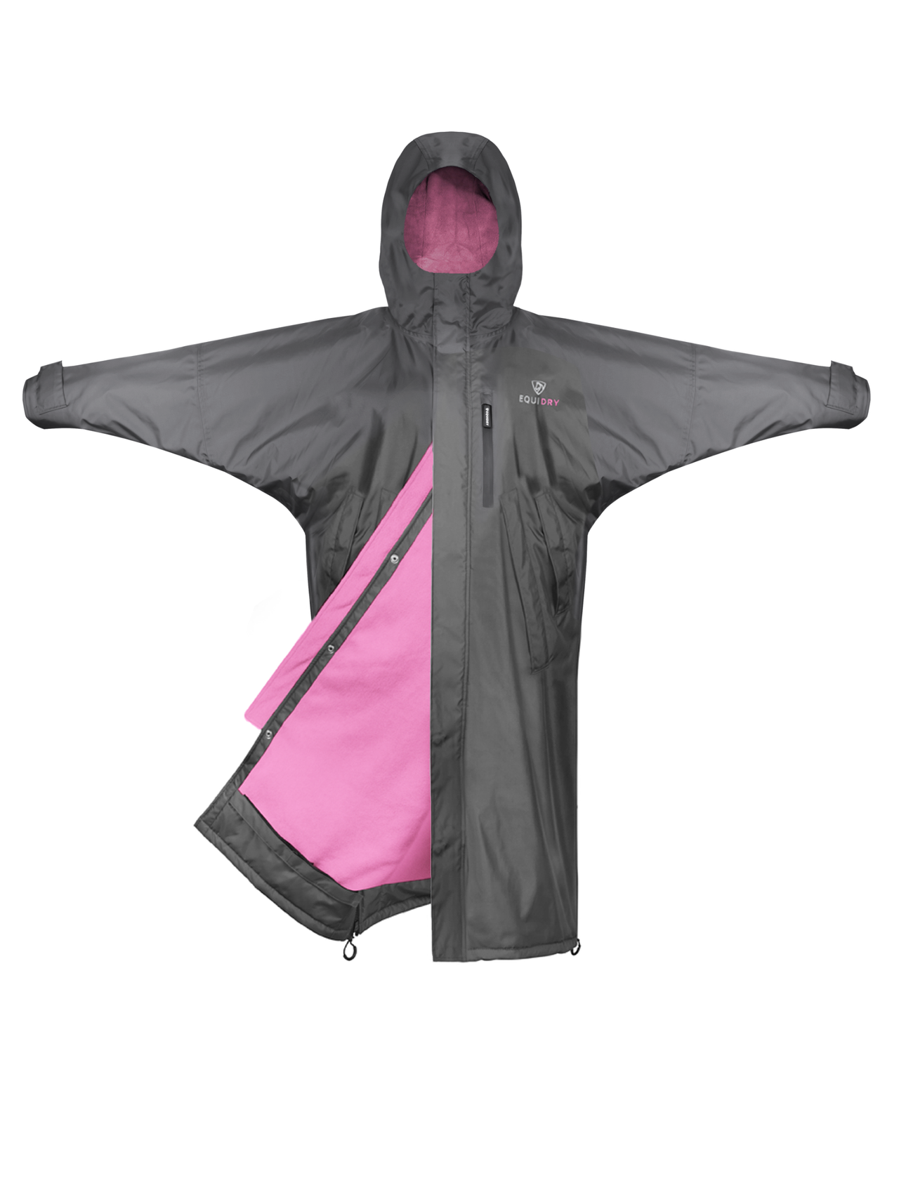 EQUIDRY Equestrian | Women's Lightweight Riding Rain Coat |Grey & Pink