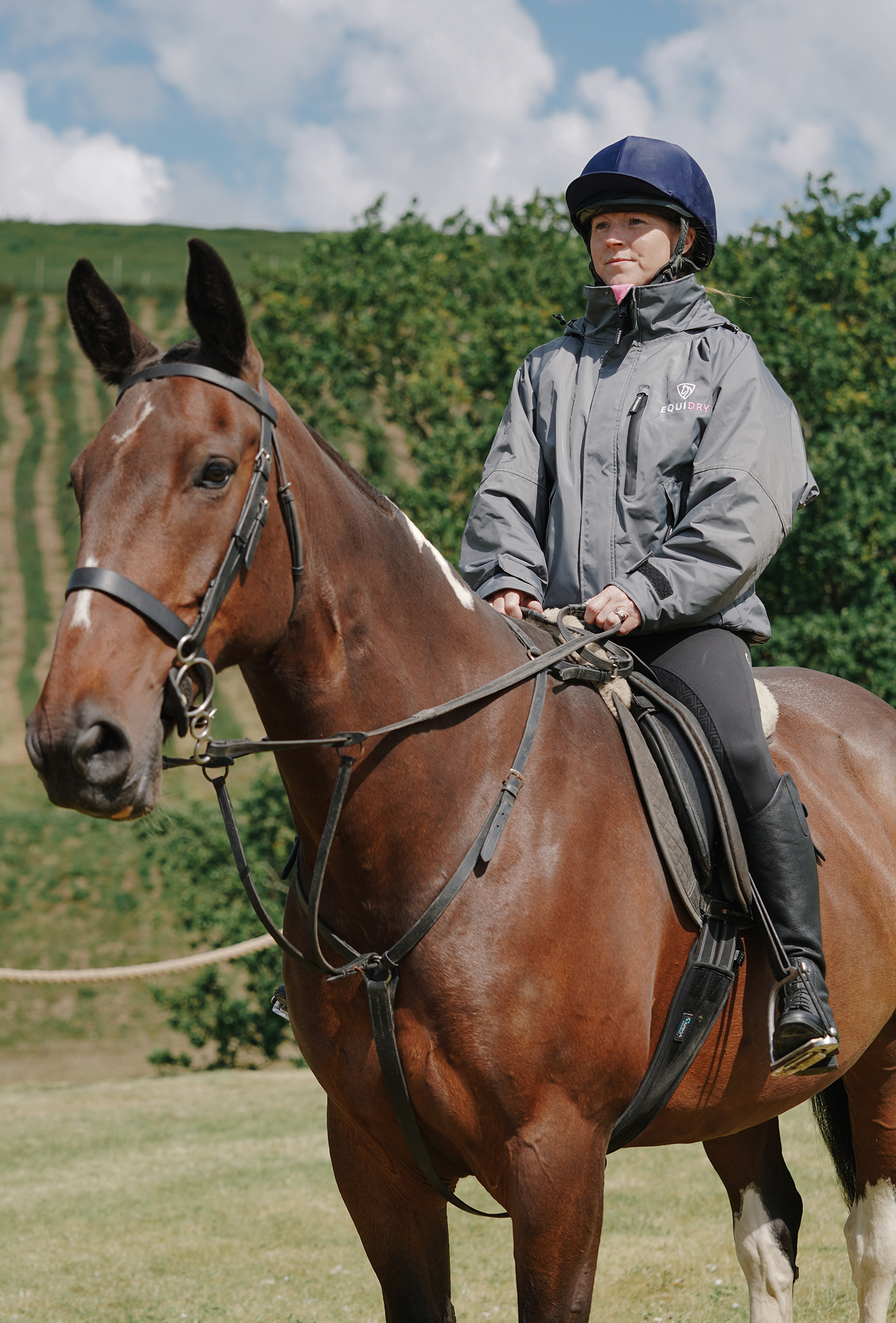 EQUIDRY Shortie Women's | Thin Fleece | Charcoal/Penelope Pink